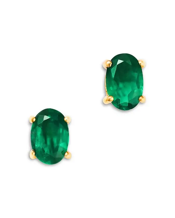 Bloomingdale'S Oval Stud Earrings - Emerald/gold