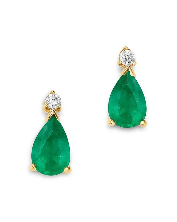 Bloomingdale'S Stone & Diamond Pear Stud Earrings - Emerald/gold