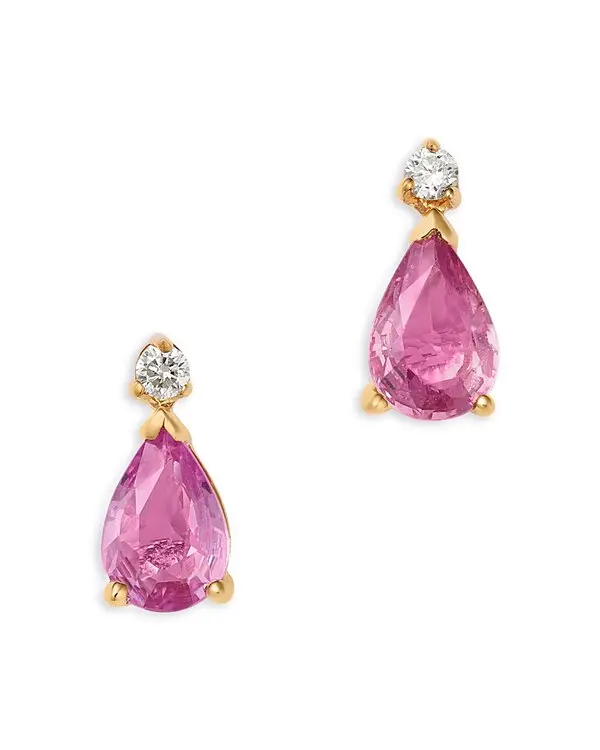 Bloomingdale'S Stone & Diamond Pear Stud Earrings - Pink Sapphire/gold