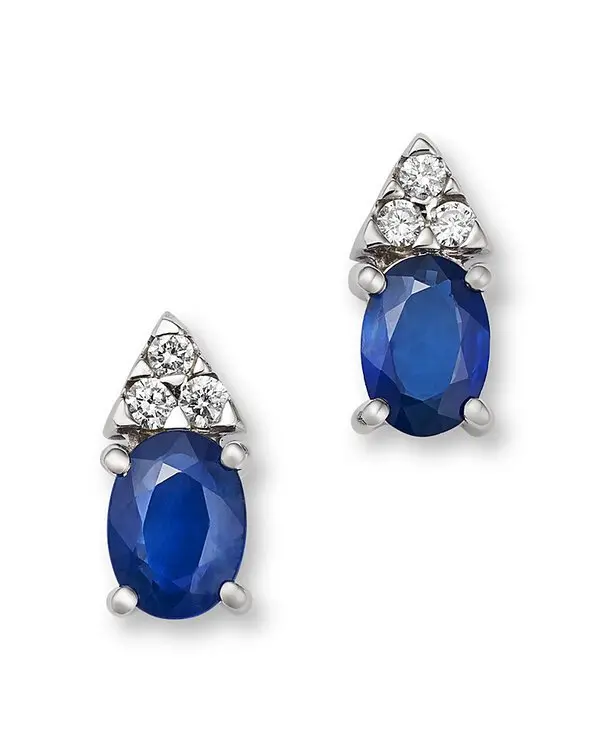 Bloomingdale'S Sapphire And Diamond Stud Earrings - Blue/white