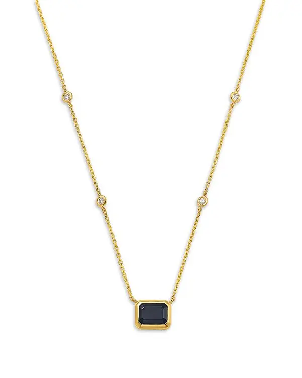 Bloomingdale'S Blue Sapphire & Diamond Octagon Pendant Necklace - Blue/gold