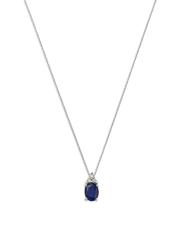 Bloomingdale'S Blue Sapphire And Diamond Pendant Necklace - Blue Sapphire/white