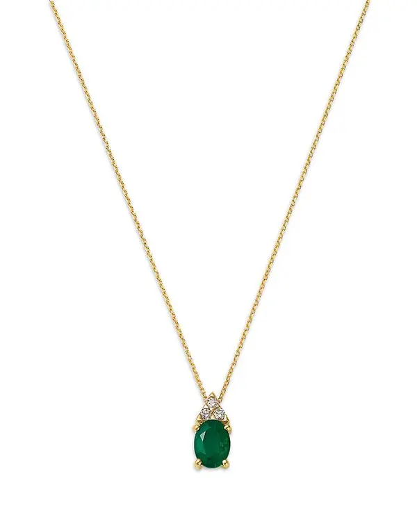Bloomingdale'S Emerald And Diamond Pendant Necklace - Emerald/gold