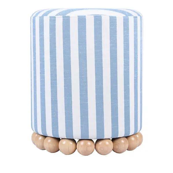 TOV FURNITURE Dex Striped Linen Ottoman