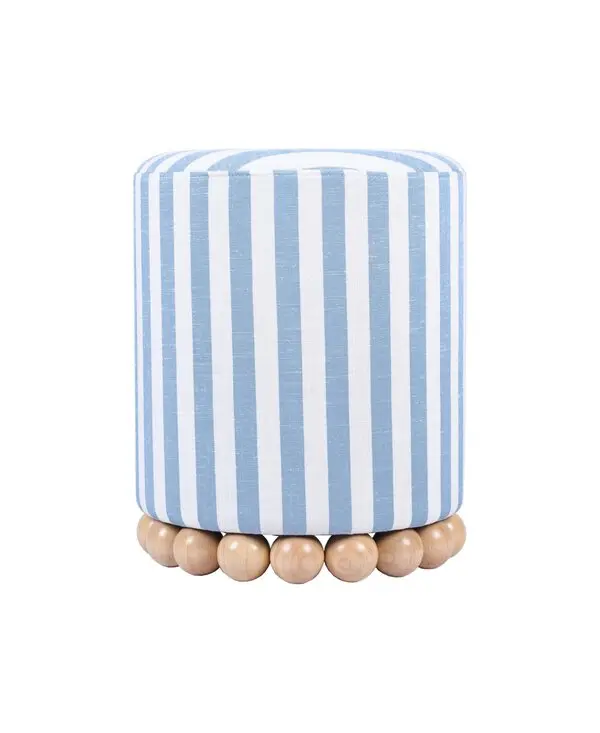 TOV FURNITURE Dex Striped Linen Ottoman