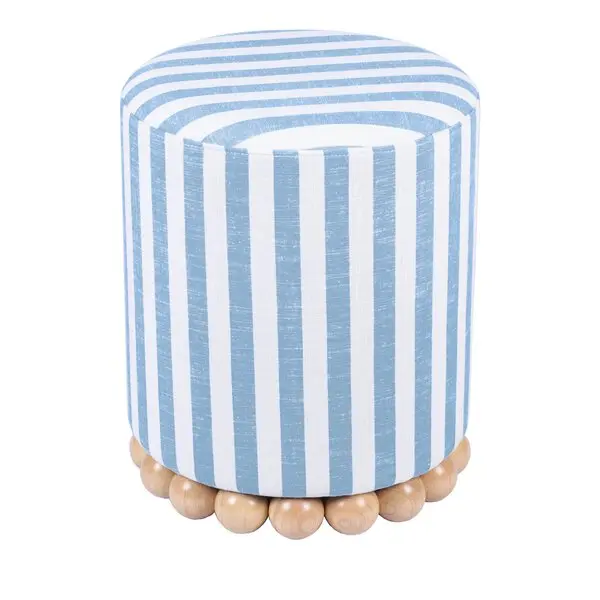 TOV FURNITURE Dex Striped Linen Ottoman