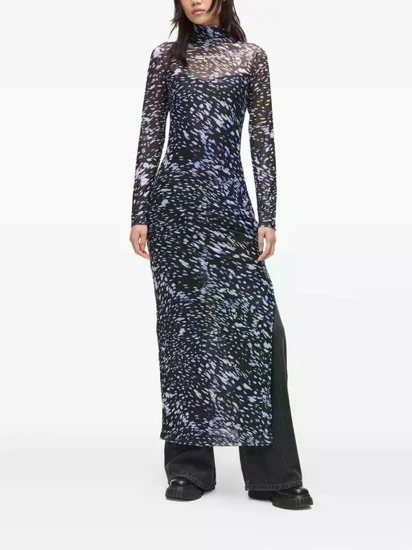 Karl Lagerfeld Mesh Printed Maxi Dress