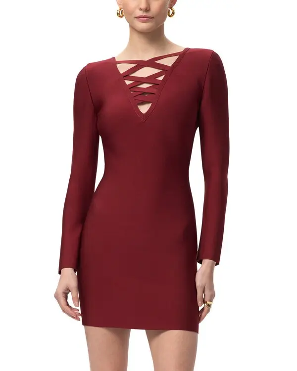 Herve Leger Tabitha Mini Dress - Cabernet