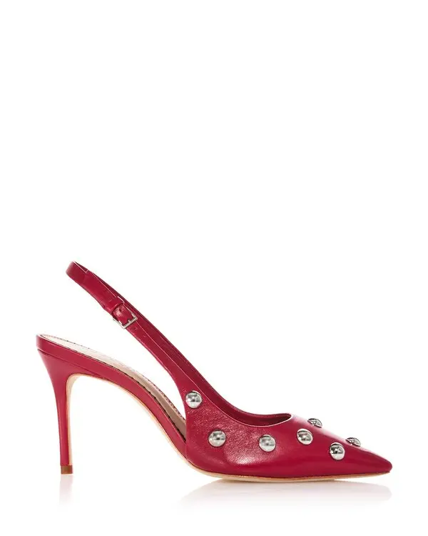 Cinq À Sept Rhonda Embellished Leather Pumps - Cherry Rose
