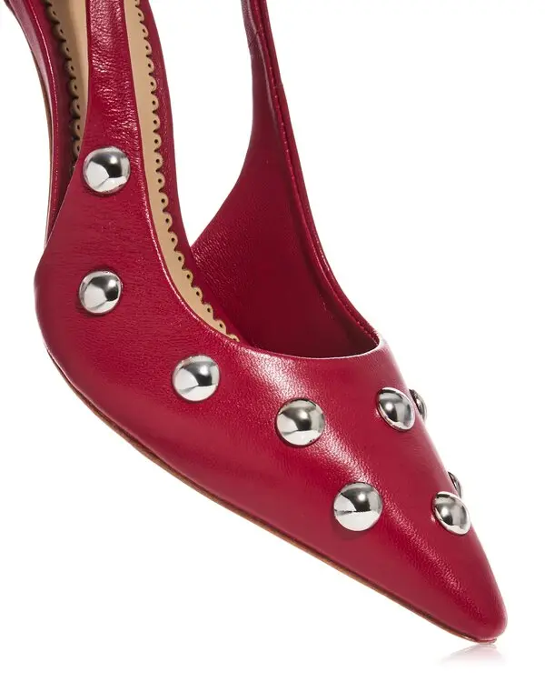 Cinq À Sept Rhonda Embellished Leather Pumps - Cherry Rose