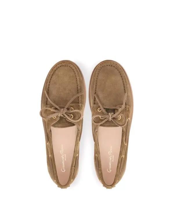 GIANVITO ROSSI Vandee Mocassin Flats - Brown Overflow Suede