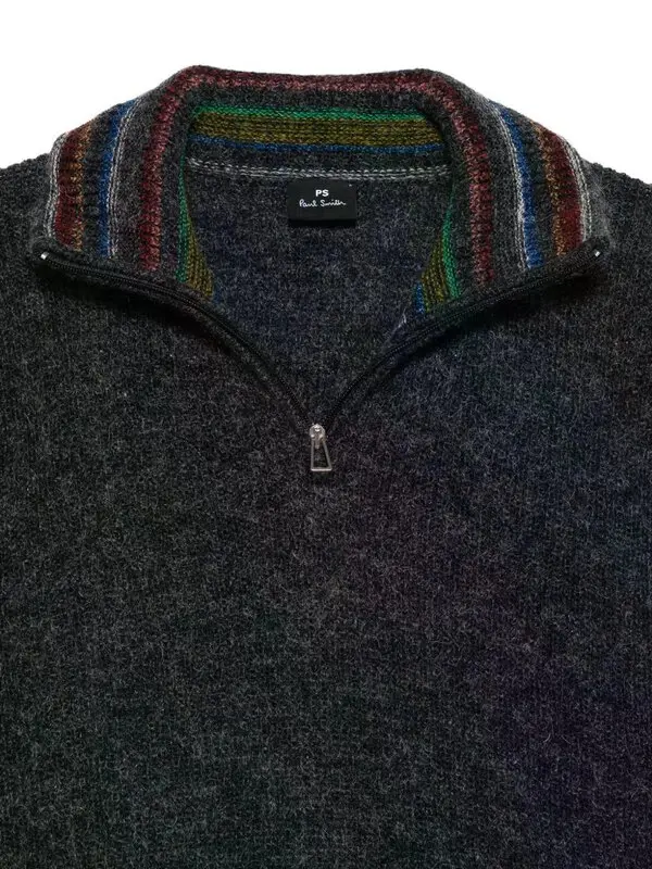 Paul Smith Half-zip Striped-collar Sweater - Grey