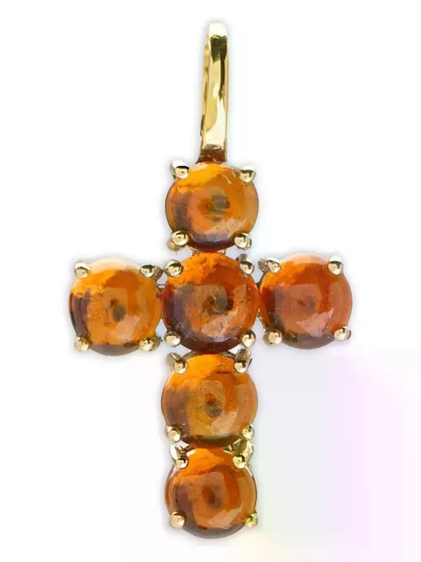 WE BY WHITEBIRD 18k Yellow Gold Ismène Cross Carnelian Pendant - Orange
