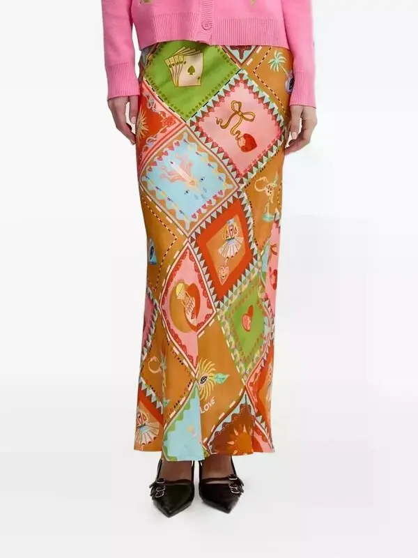 NEVER FULLY DRESSED Soller Dorris Patchwork-print Maxi Skirt