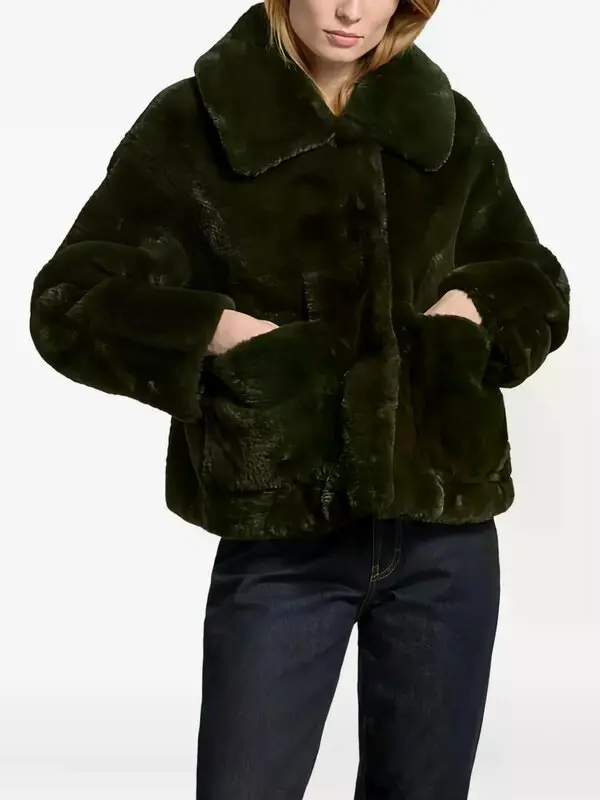 JAKKE Patch Pockets Faux-fur Coat
