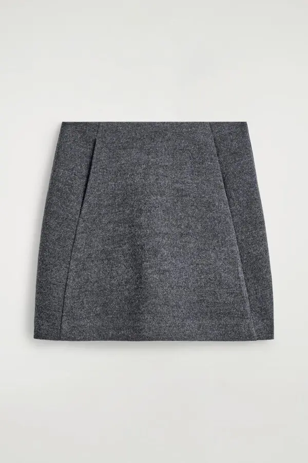 Cos Boiled Merino Wool Mini Skirt - Gray