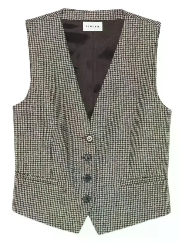 P.a.r.o.s.h Checked Pattern Buttoned Waistcoat