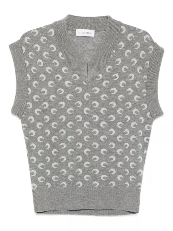 MARINE SERRE Moon-jacquard V-neck Vest - Grey