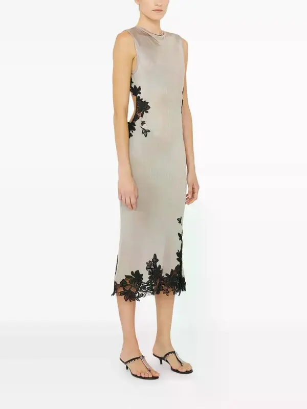Christopher Esber Hibiscus Embroidered Lace-insert Midi Dress