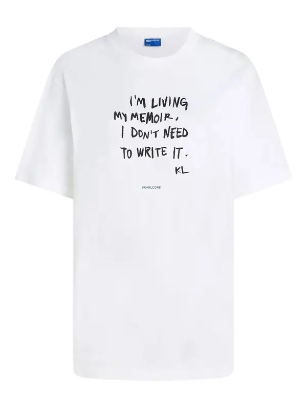 Karl Lagerfeld Slogan-print Organic-cotton T-shirt - White