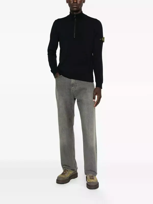 Stone Island Half-zip Sweater With Logo Patch - Blue