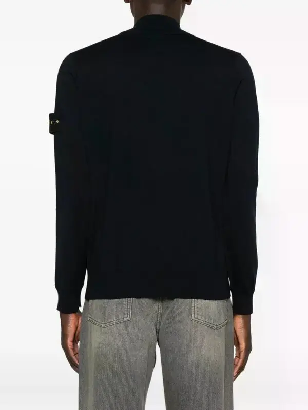 Stone Island Half-zip Sweater With Logo Patch - Blue