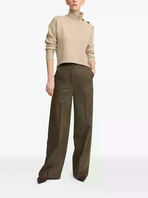 YVES SALOMON High-neck Buttoned Sweater - Neutrals