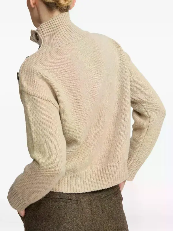 YVES SALOMON High-neck Buttoned Sweater - Neutrals