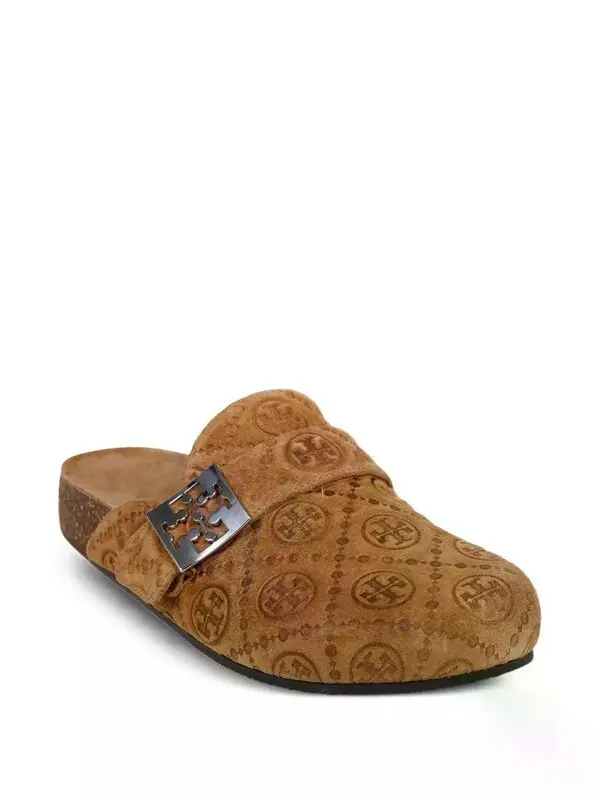 Tory Burch Logo-debossed Buckle Slippers - Brown