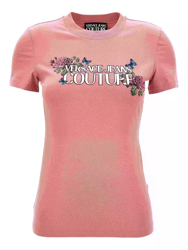 Versace Floral-embellished T-shirt - Pink