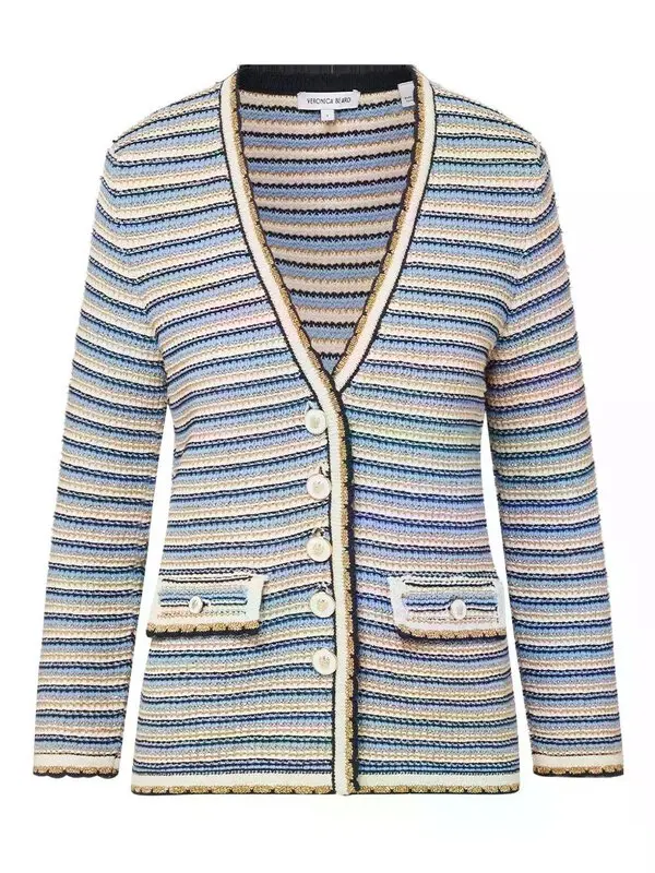 Veronica Beard Striped Cardigan - Blue