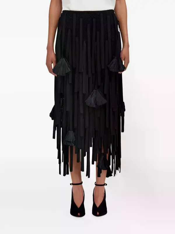 FERRAGAMO Tassel-embellished Mesh Skirt
