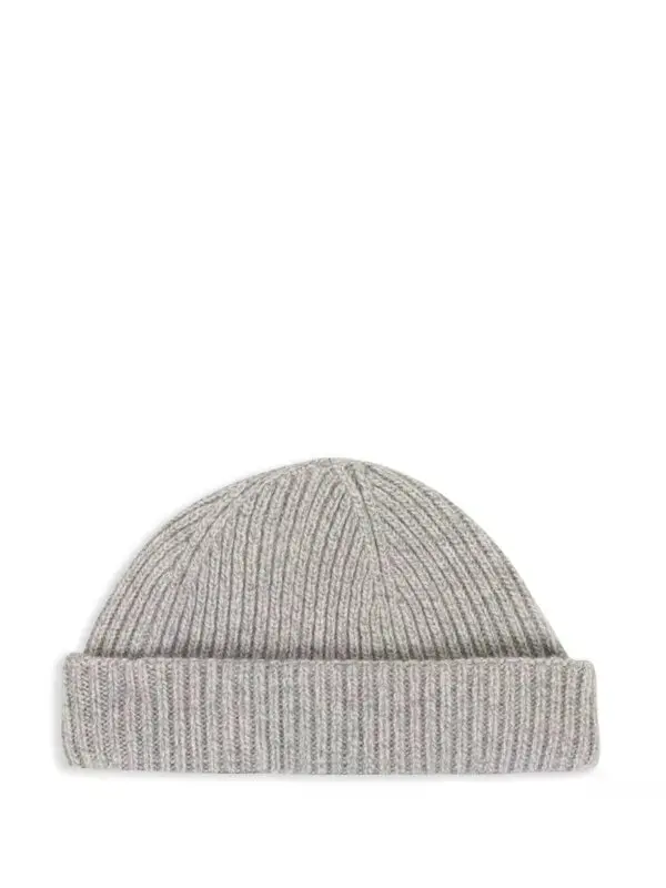 John Smedley Ribbed Beanie - Grey