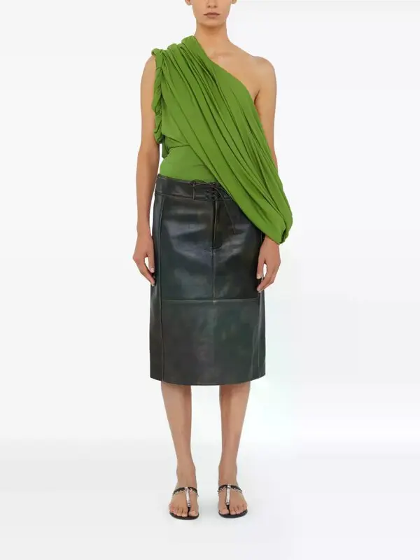 Christopher Esber Burnished Leather Panelled Midi Skirt