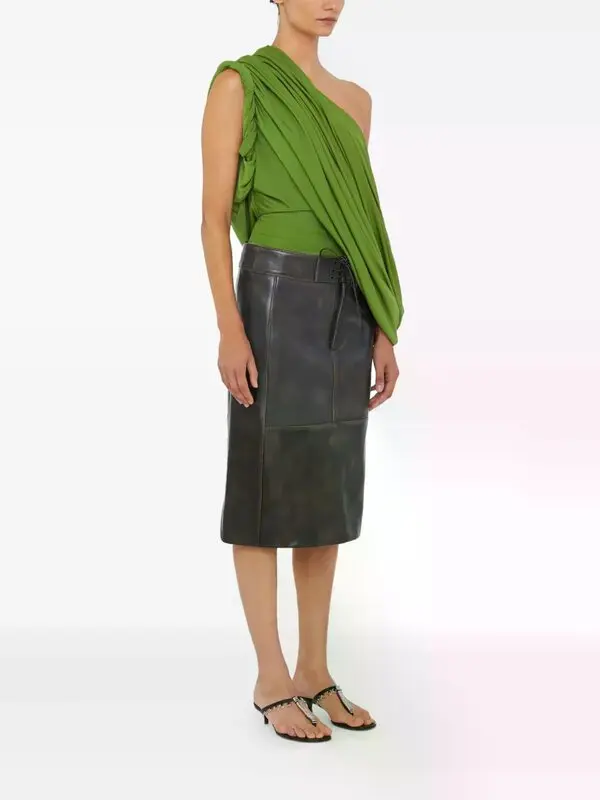 Christopher Esber Burnished Leather Panelled Midi Skirt