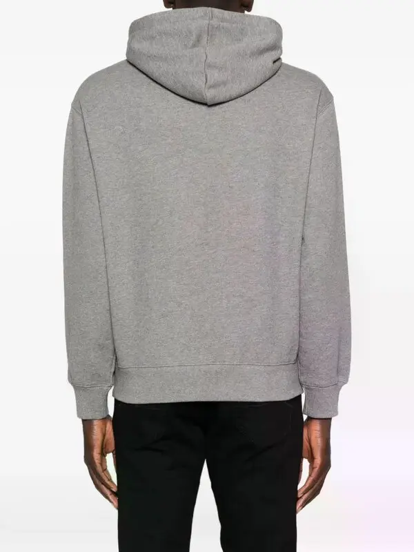 Maison Kitsuné Logo-embroidered Ribbed Hoodie - Grey