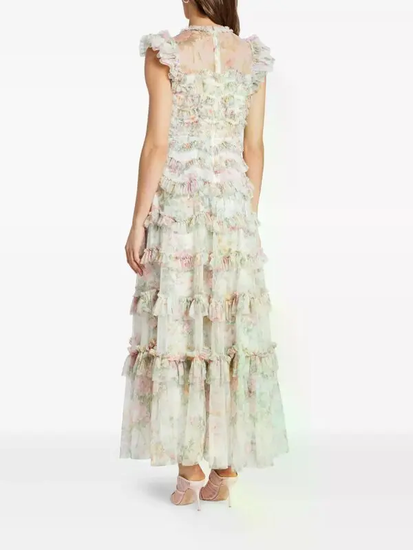 NEEDLE & THREAD Floral-print Tiered Ruffle Dress