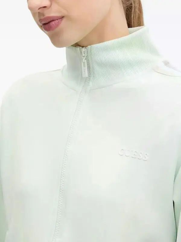 Guess Zip-up Sweatshirt With Stripe Detail - Green