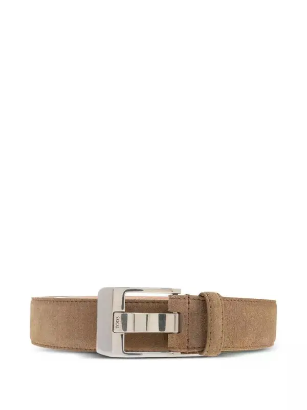TOD'S Suede Leather Belt With Buckle - Brown