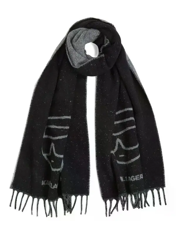 Karl Lagerfeld Jacquard-logo Scarf - Black