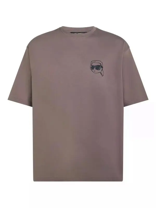 Karl Lagerfeld Embroidered-logo T-shirt - Purple