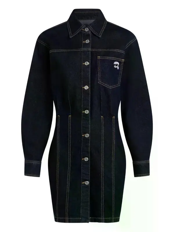Karl Lagerfeld Logo-patch Denim Shirt Dress - Blue