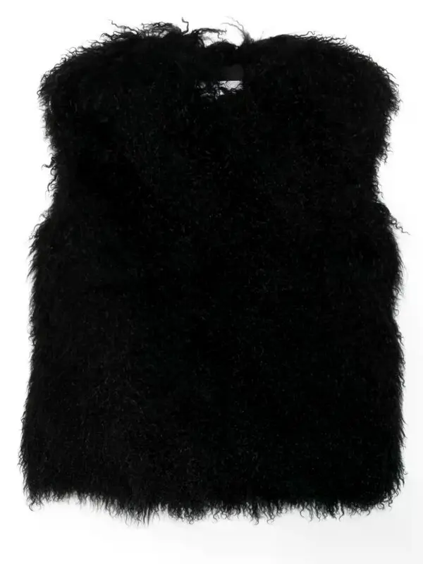 YVES SALOMON Sleeveless Fur Vest - Black