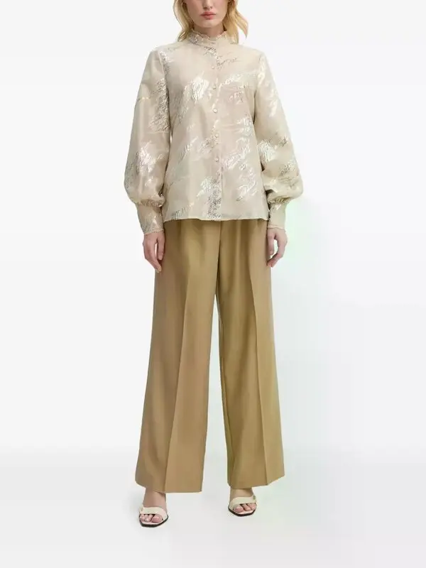 BRUUNS BAZAAR Metallic-print Balloon-sleeve Blouse