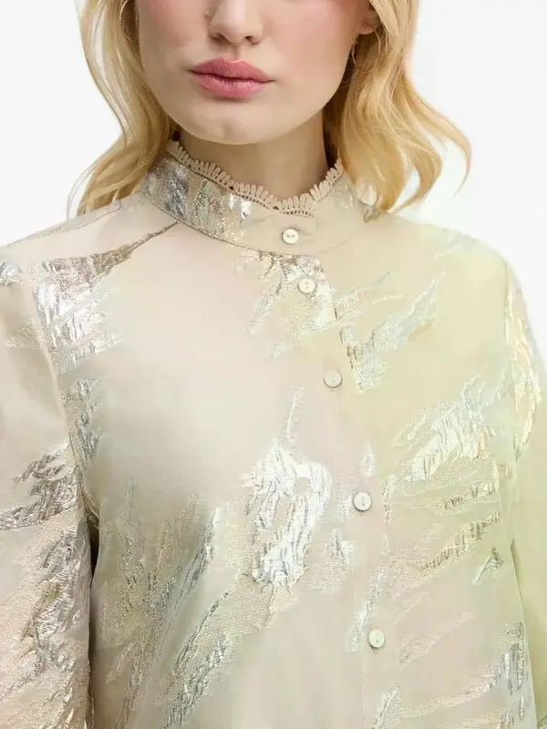 BRUUNS BAZAAR Metallic-print Balloon-sleeve Blouse