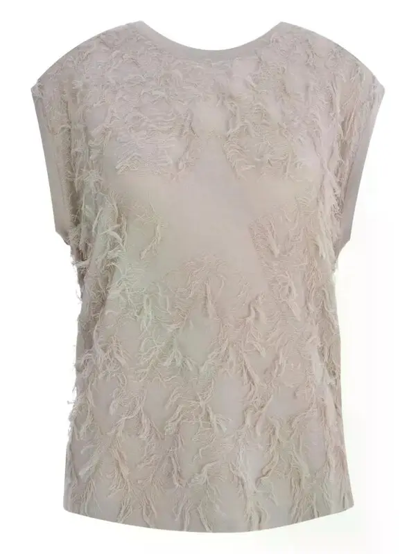 Lorena Antoniazzi Frayed Knit Vest - Neutrals