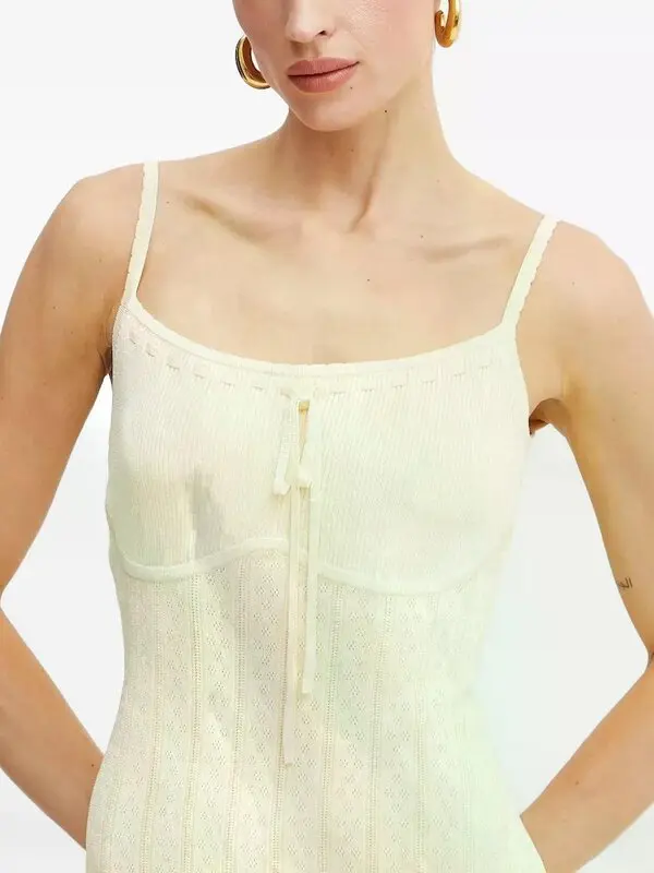 Guess Tie-detail Rib-knit Mini Dress - Neutrals