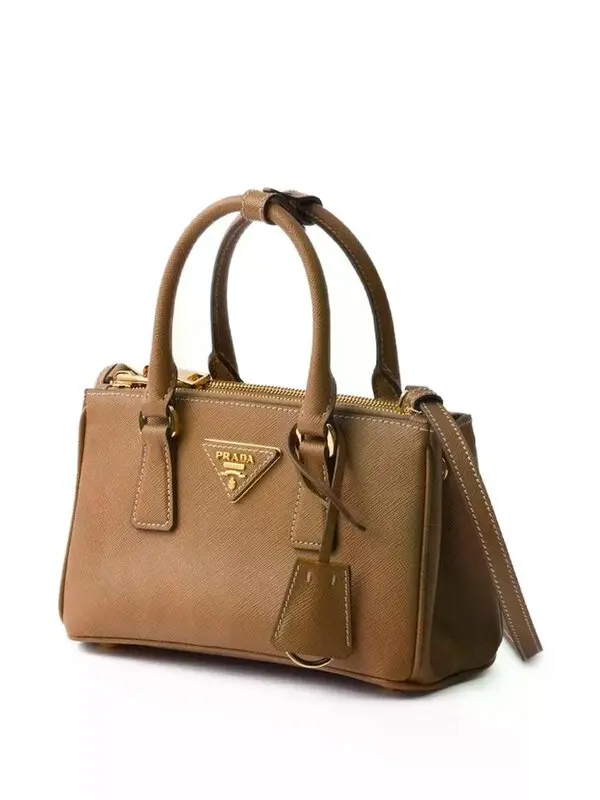 Prada Mini Galleria Saffiano-leather Tote - Brown