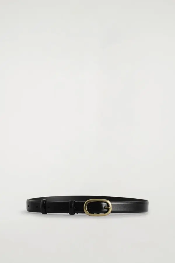 Cos Oval-buckle Leather Belt - Black
