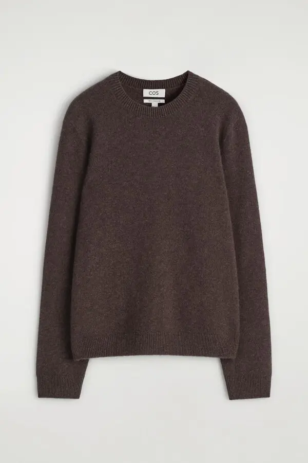 Cos Cashmere Crew-neck Sweater With Ribbed Trims - Brown